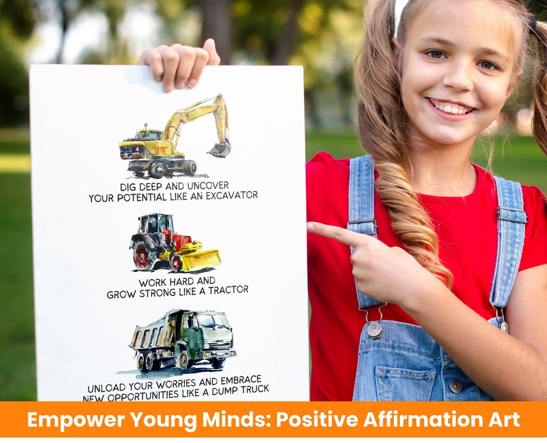 Construction Decor Wall Art Affirmations Construction Trucks for ...