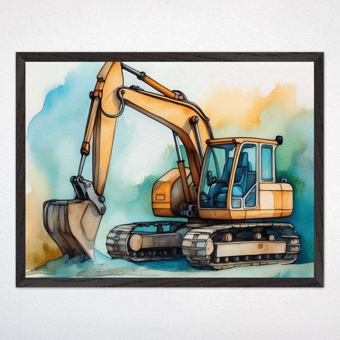 Construction Wall Art for Nursery and Kids Rooms, Excavator Wall Decor ...