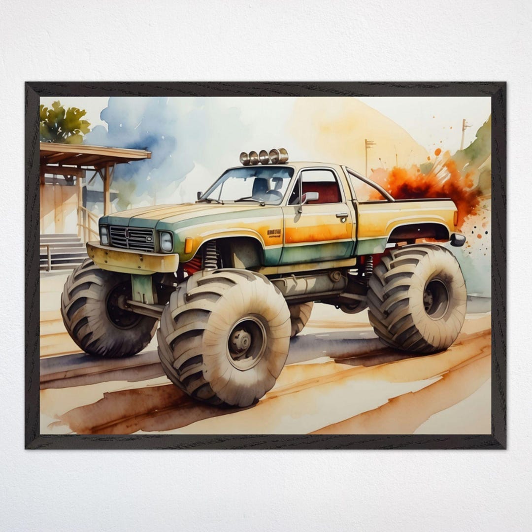 Monster Truck Wall Art for Kids Rooms, Monster Truck Wall Decor, Poster ...