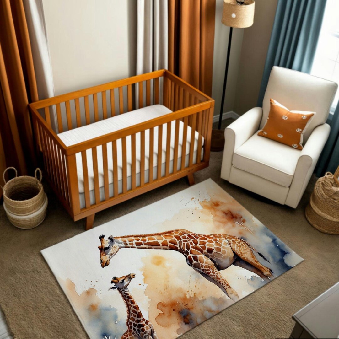 Giraffe Rug for Nursery and Kids Rooms, Jungle Theme Decor, Rug for ...