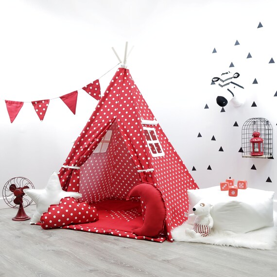 Red White Polka Teepee Kids Teepee Tipi High Quality Kids | Etsy
