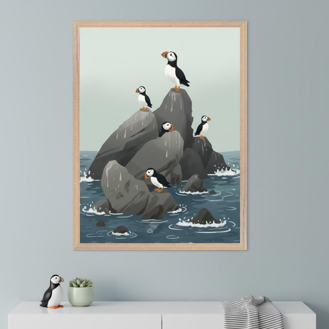 Puffin Bird Wall Art, Coastal Nursery Decor, Atlantic Puffin ...