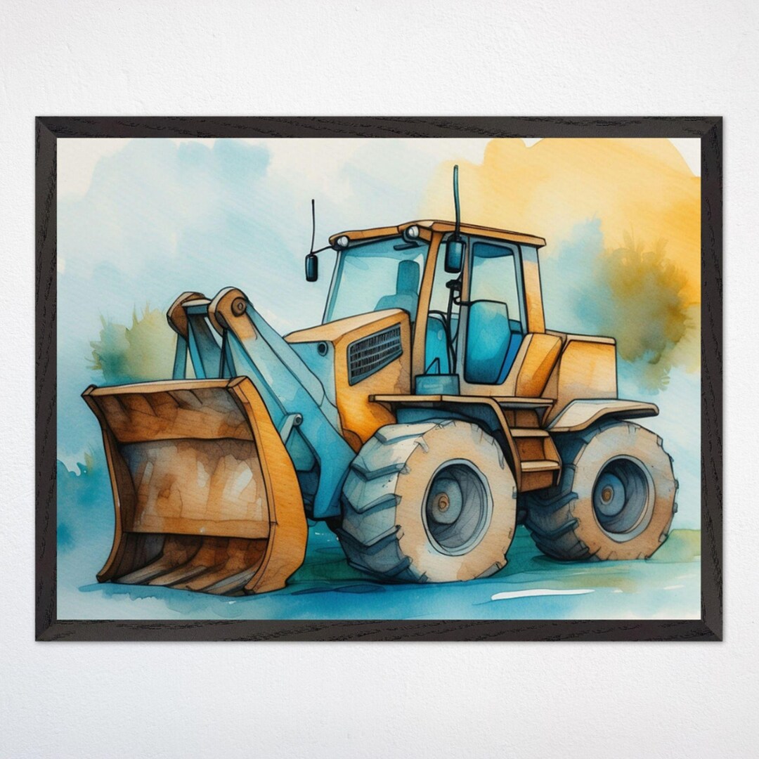 Construction Wall Art for Nursery and Kids Rooms, Backhoe Wall Decor ...