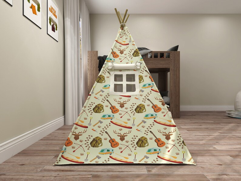 Camping Themed Teepee Kids Teepee Custom Children Teepee - Etsy