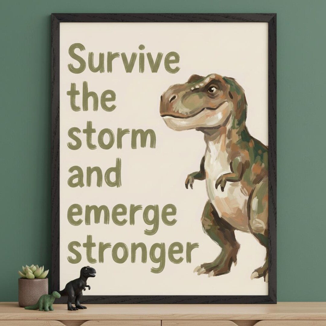 Brave Little Rex Framed Wall Art: Dinosaur Nursery Decor - Etsy