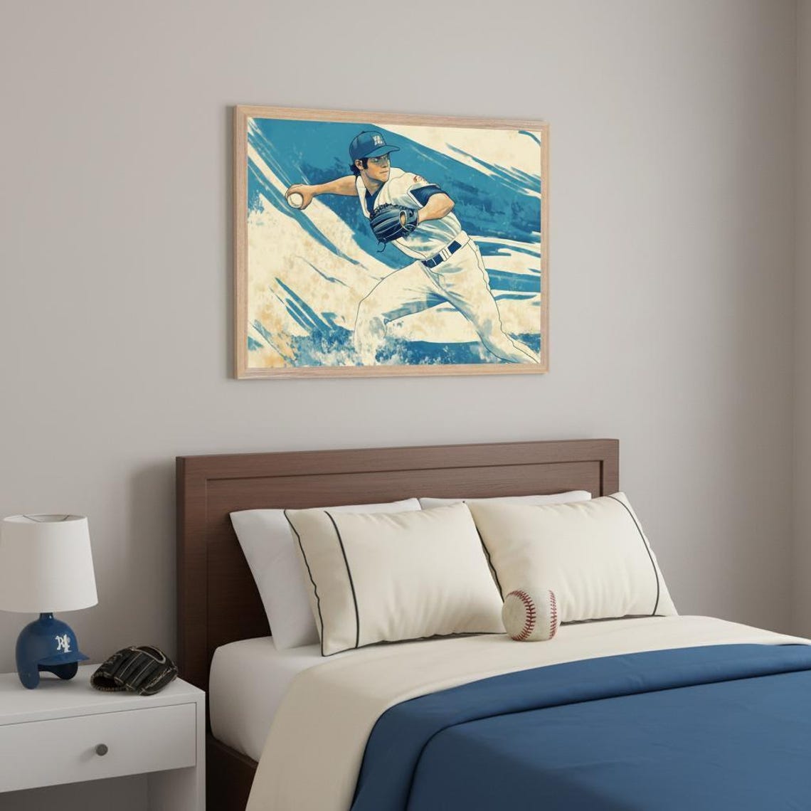 Baseball Pitcher Retro Sports Illustration Wall Art, Vintage Baseball ...