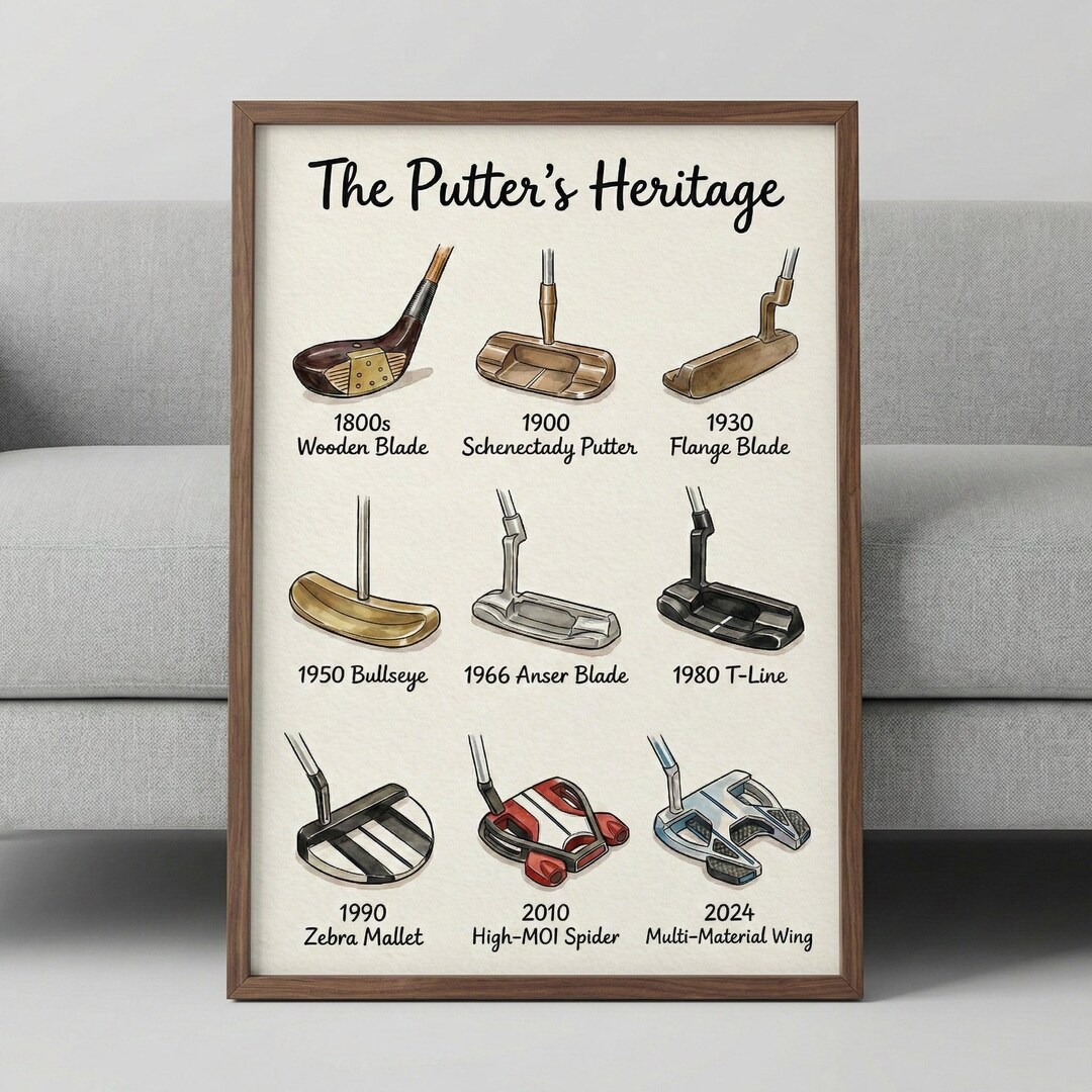Golf Club Evolution Vintage Timeline Wall Art, Putter History Decor ...