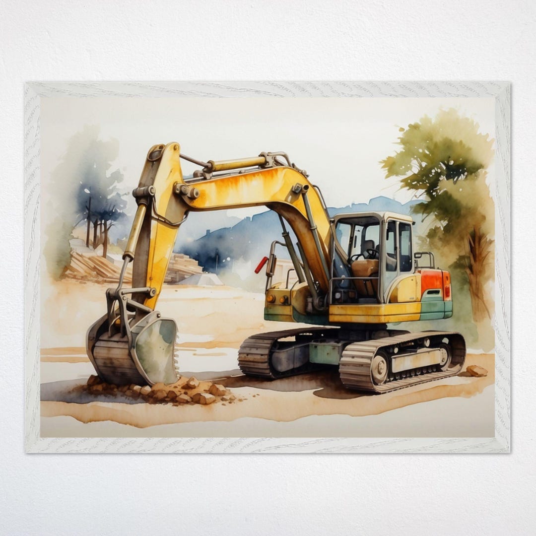 Construction Wall Art for Kids Rooms, Excavator Wall Decor, Poster for ...