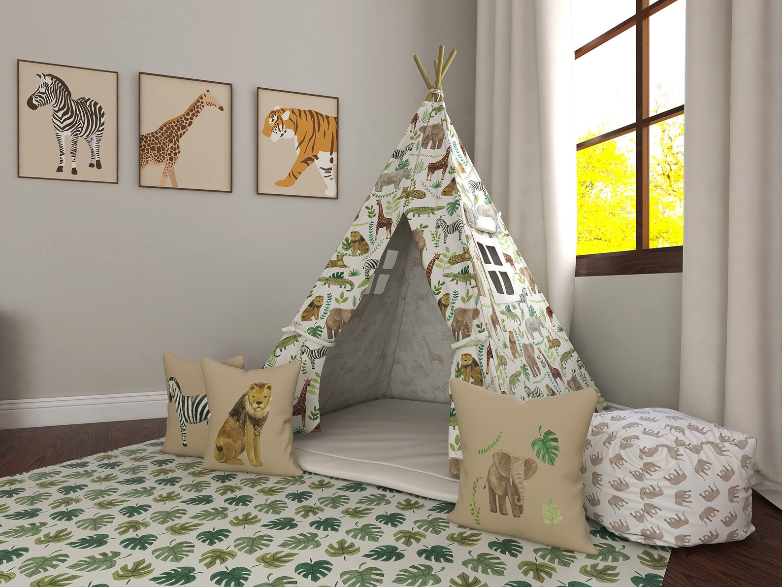 Safari Nursery Decor Teepee for Kids. Custom Children Teepee | Etsy
