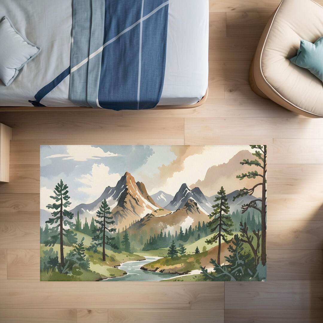 Mountain Rug for Nursery and Kids Rooms, Mountain Theme Decor, Rug for ...