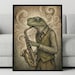 Anthropomorphic Frog Jazz Musician Wall Art, Vintage Saxophone Player ...