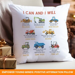 Construction Pillow Boys Affirmation, Construction Nursery Decor ...