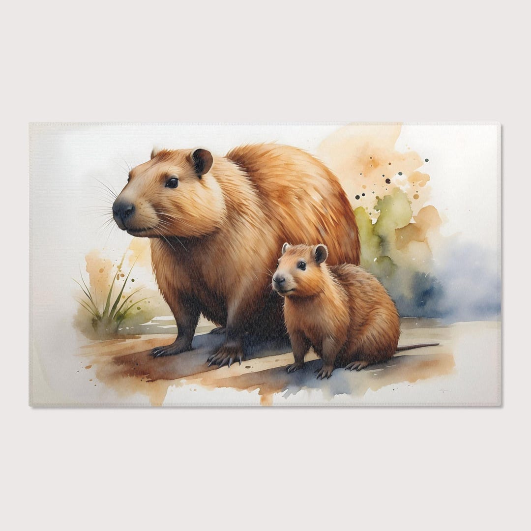Capybara Rug for Nursery and Kids Rooms, Jungle Theme Decor, Rug for ...