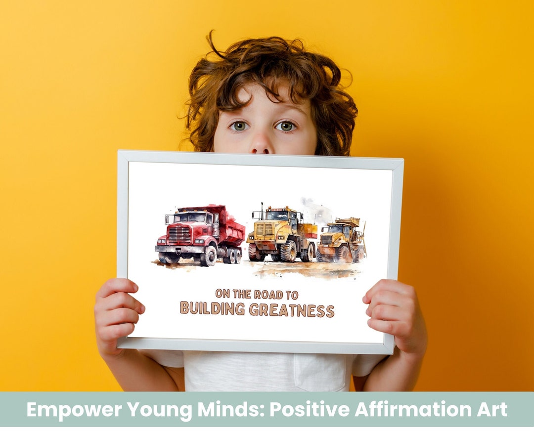 Construction Wall Art Affirmations | Construction Trucks Decor for ...