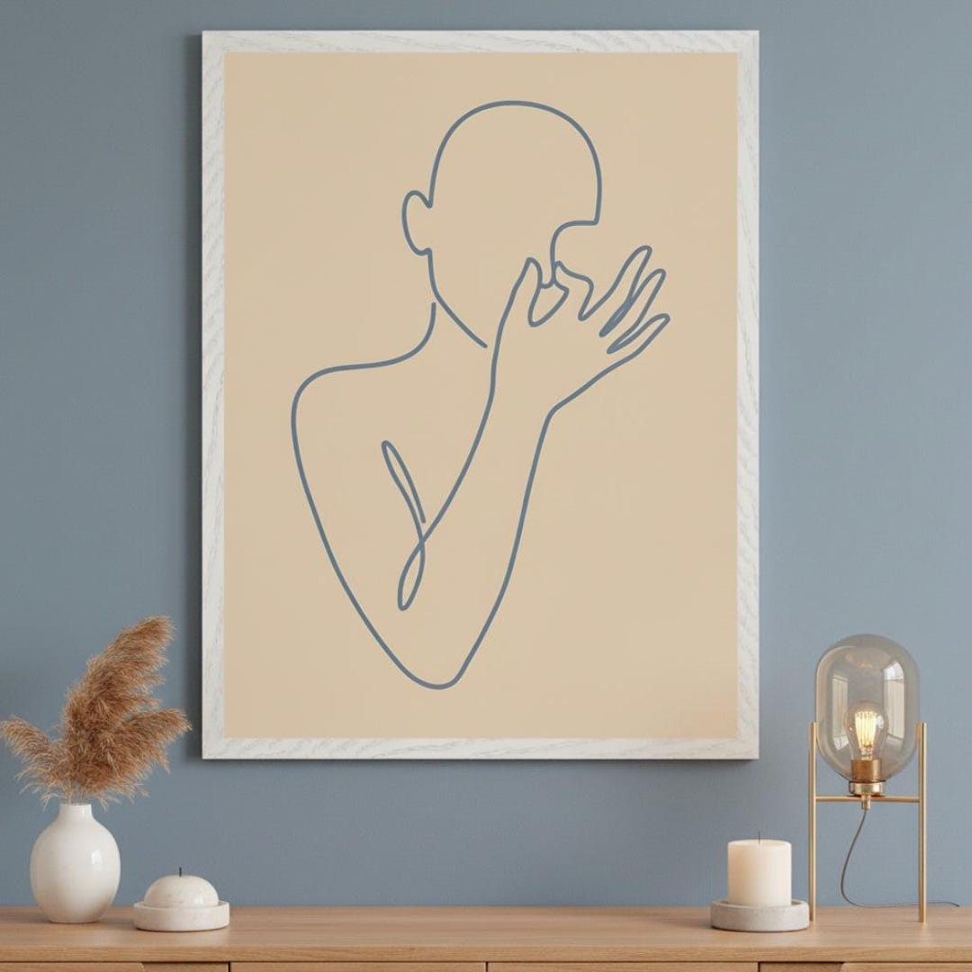 Yoga Breathing Figure Minimalist Line Art Print, Pranayama Wall Decor ...