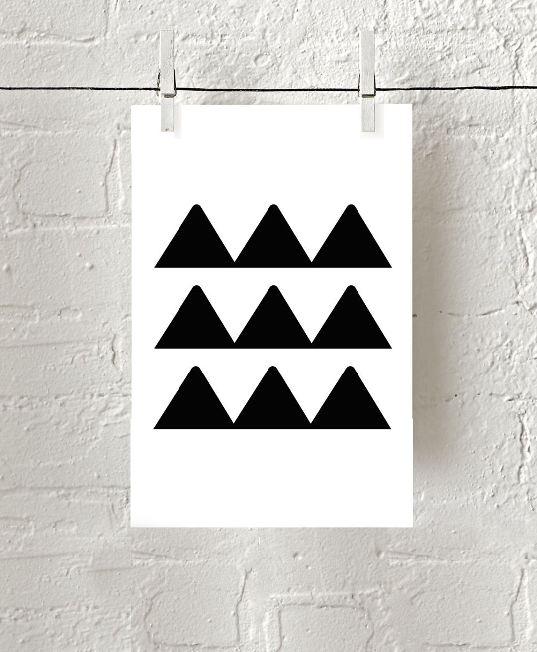 Triangles Art Black White Geometric Kids Prints Scandinavian Art ...