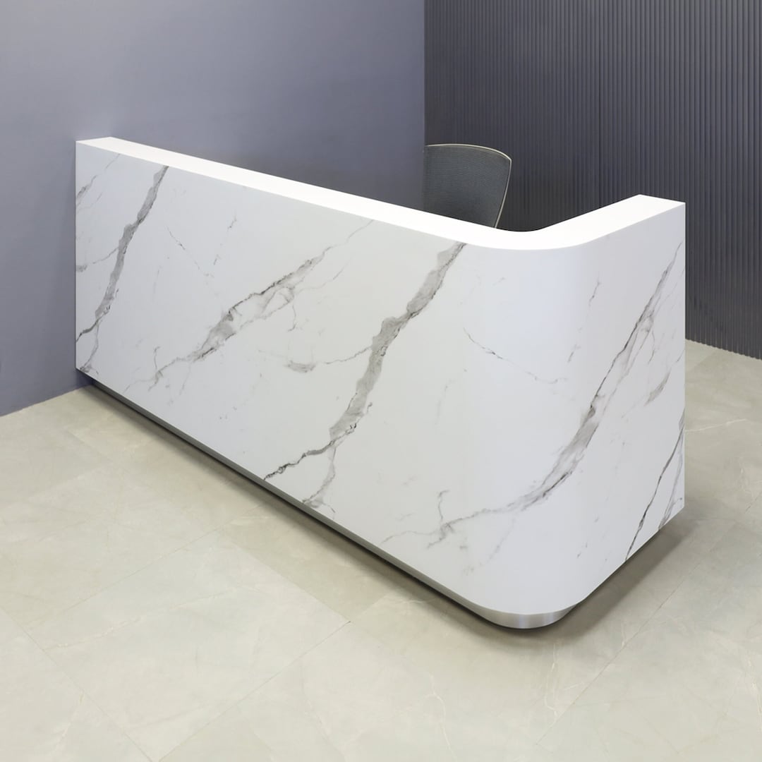 Custom Nola L-shape Reception Desk | Modern Office Desk With LED ...