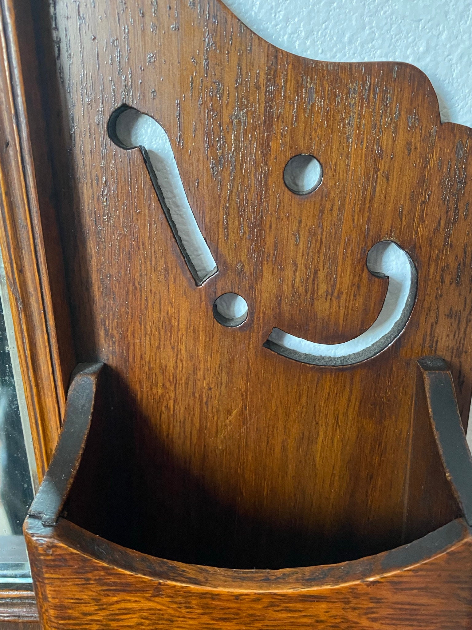 Antique Dark Oak Wall Mirror With Shelf and Two Cubbies - Etsy