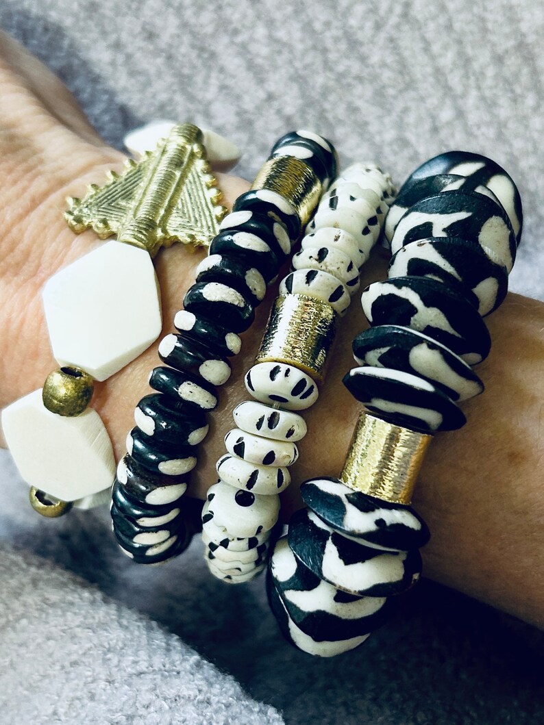 Handmade Batik Bone Disk Bracelet Statement Boho - Etsy