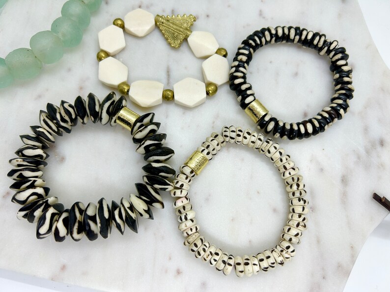 Handmade Batik Bone Disk Bracelet Statement Boho - Etsy