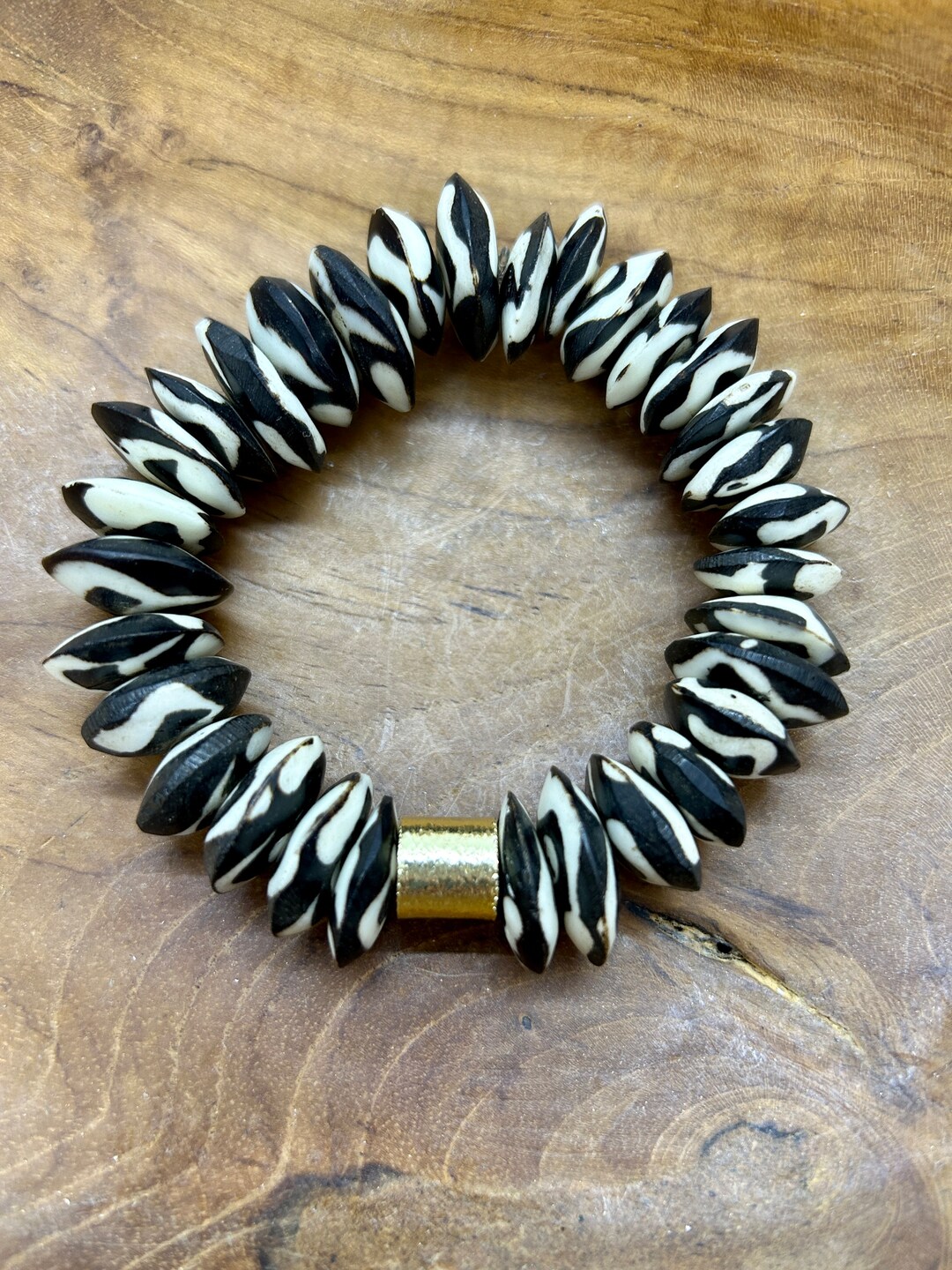 Handmade Batik Bone Disk Bracelet Statement Boho Stretchy Beach ...