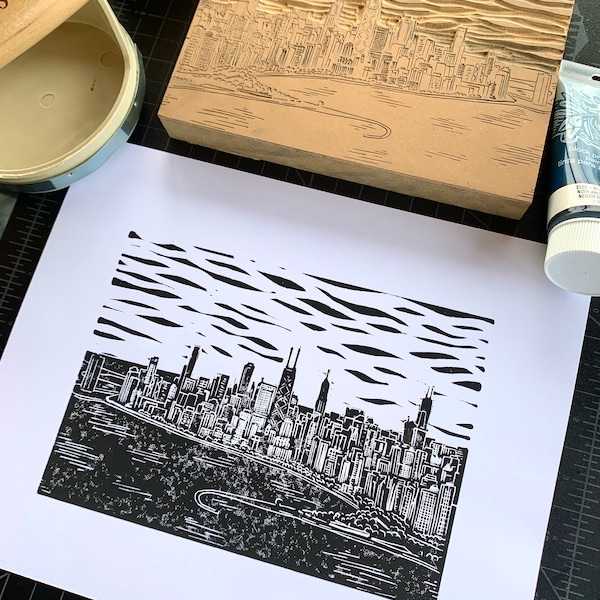 Linoleum Print - Etsy