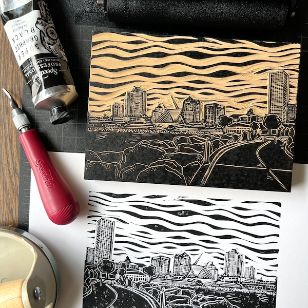 Linoleum Print - Etsy