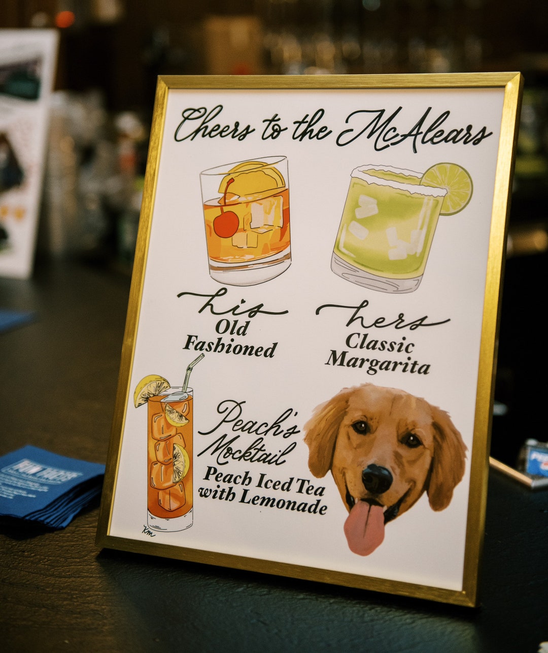 Custom Signature Pet Wedding Cocktail, Signature Drink Bar Menu, Dog ...