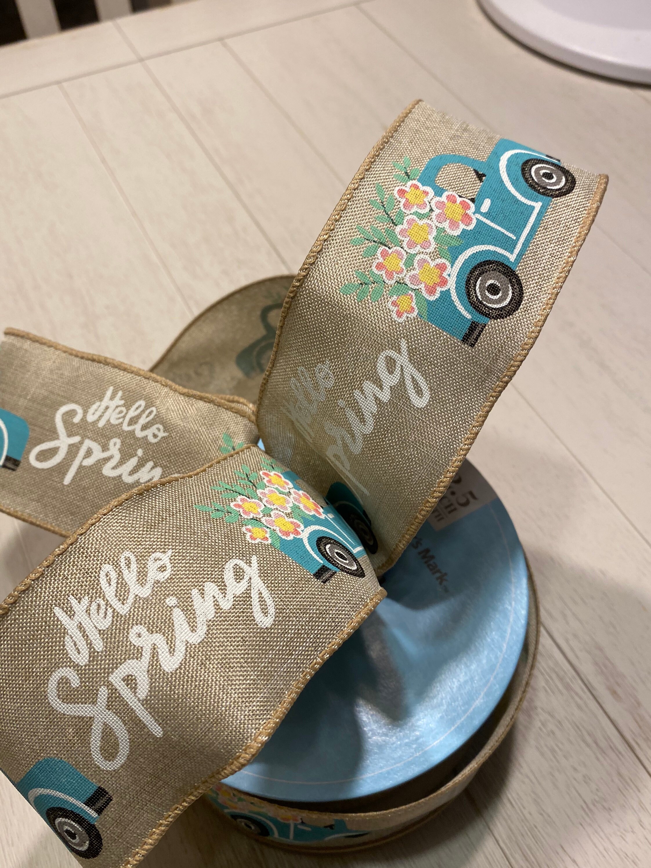 Spring Ribbon-blue Truck Ribbon Bow Making Ribbon Wreath - Etsy