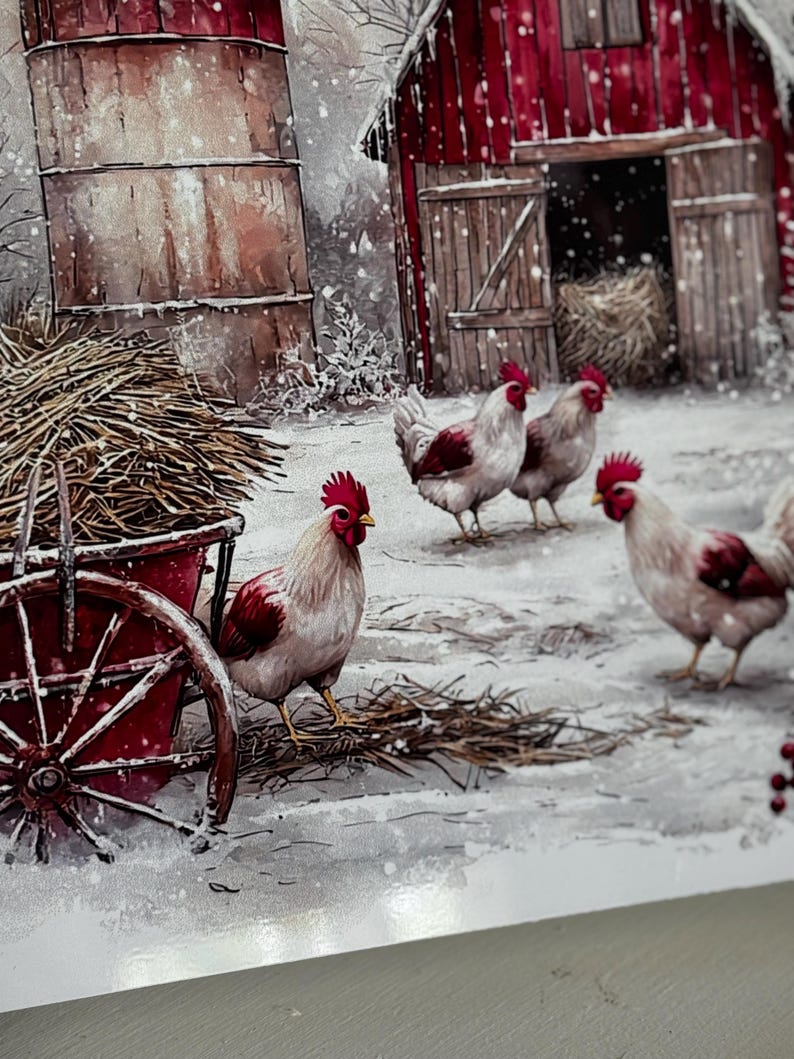 Winter Red Barn Metal Sign, 10 Inch Farmhouse Wall Decor, Rustic ...