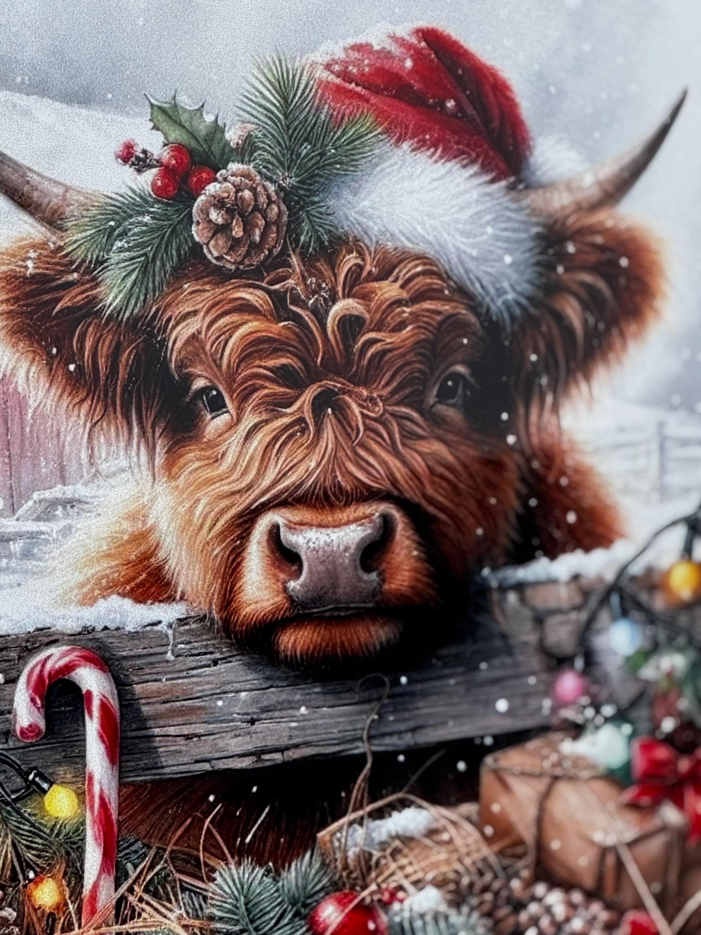 10-inch Metal Christmas Highland Cow Sign, Festive Fence Design With ...