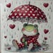 Cute Frog Valentine Metal Sign 10x10, Frog With Umbrella Heart Rain ...