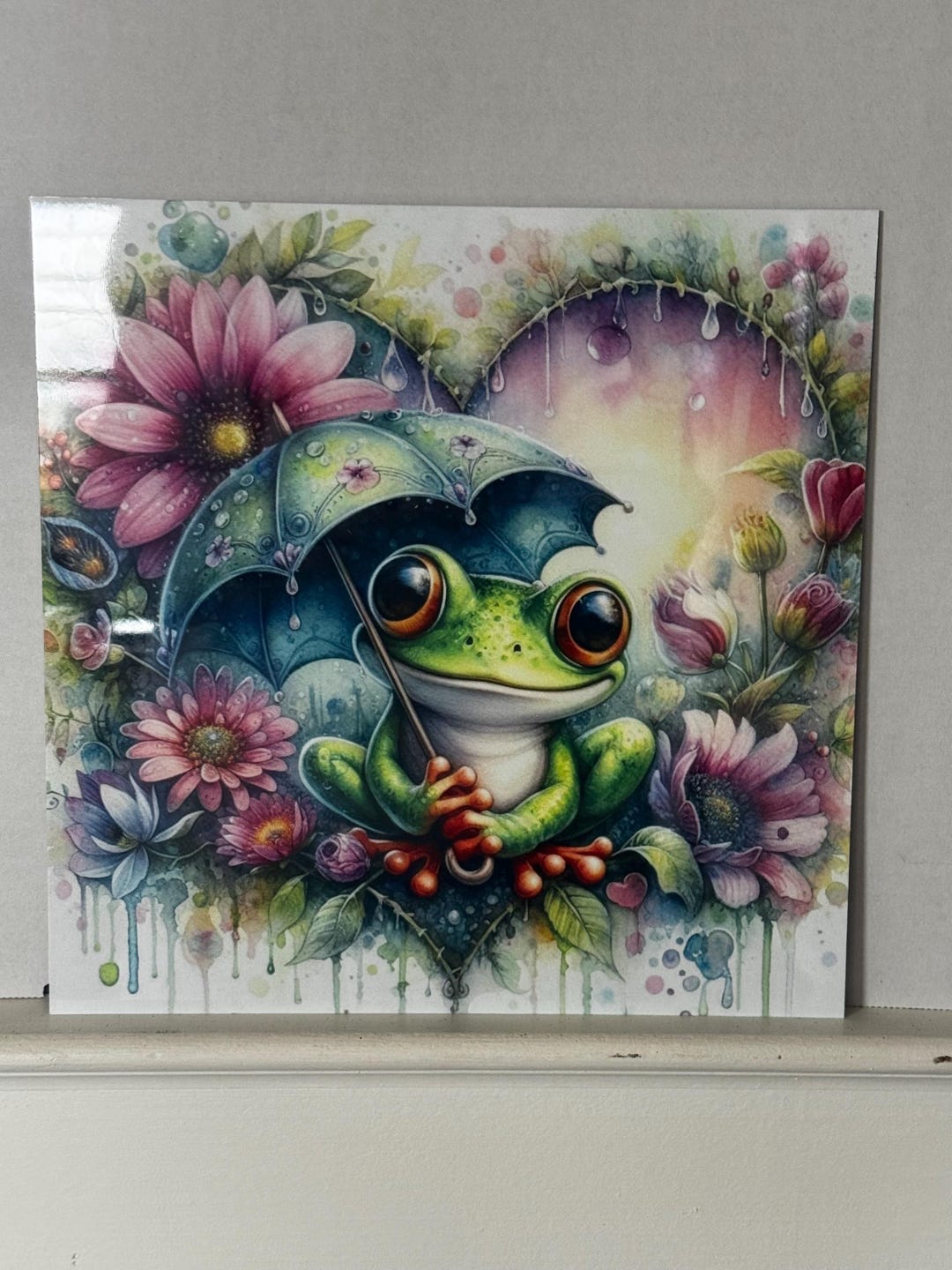 Whimsical Frog Metal Sign 10x10, Cute Frog Floral Wall Decor, Spring ...