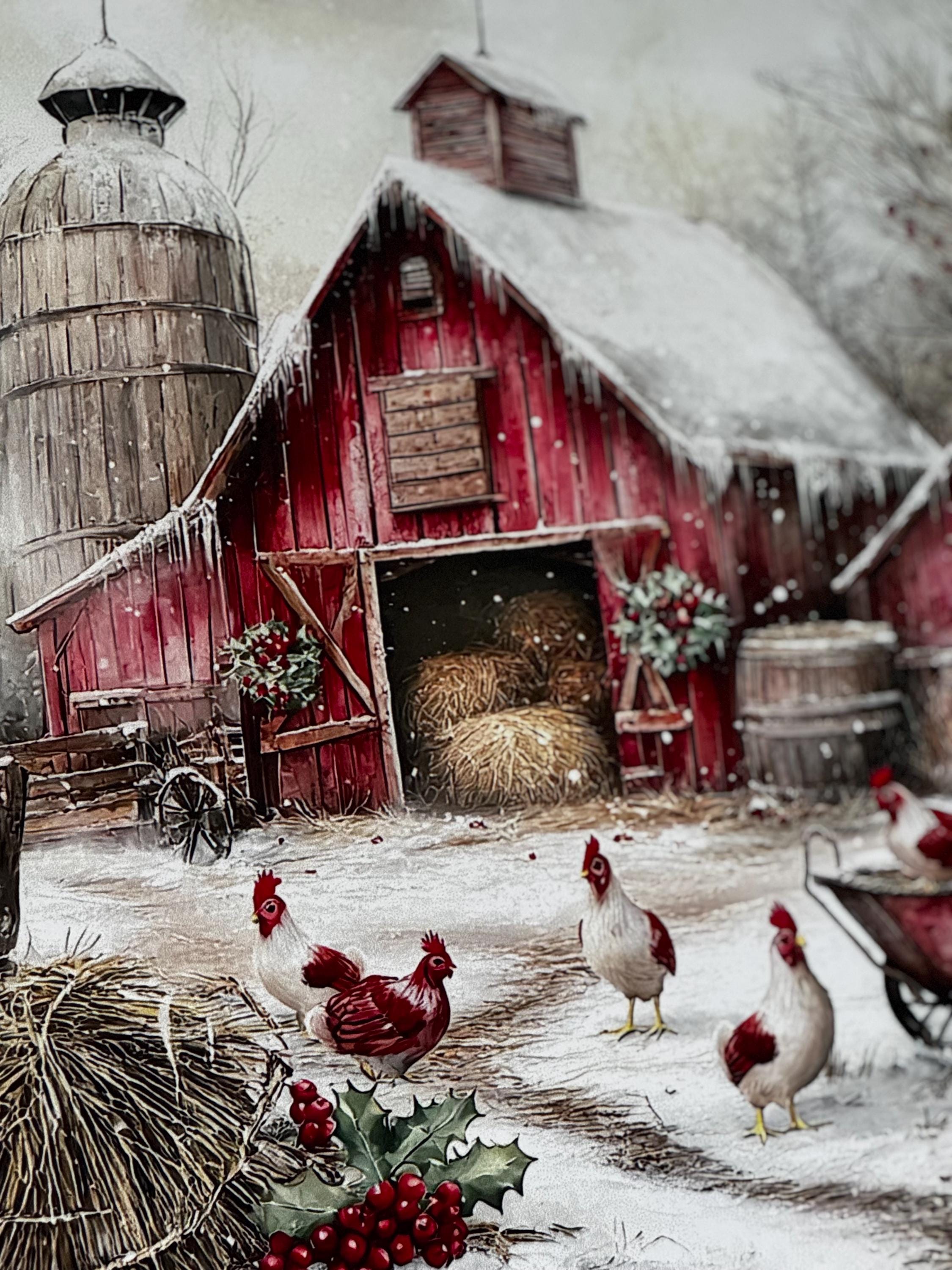 Winter Red Barn Metal Sign, 10 Inch Farmhouse Wall Decor, Rustic ...