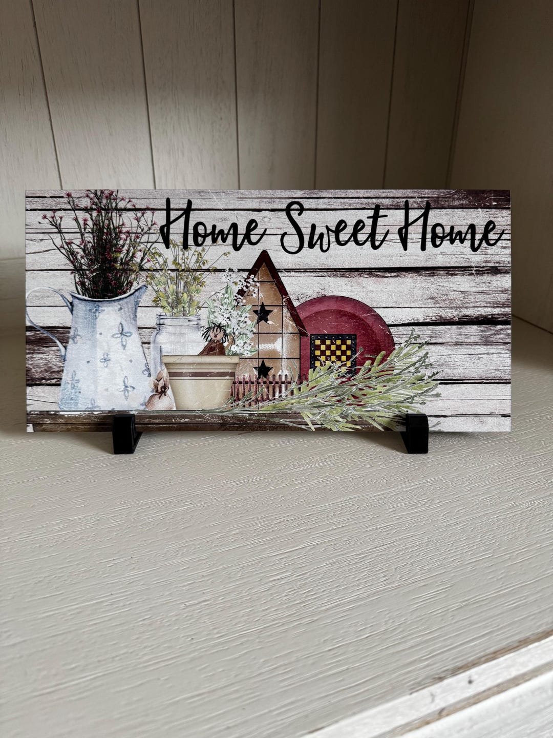 Home Sweet Home Primitive Metal Sign 6x12 – Rustic Farmhouse Decor With ...