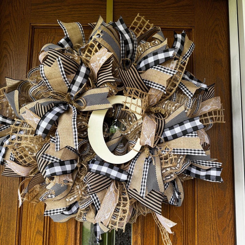 Monogram Wreath Burlap - Etsy