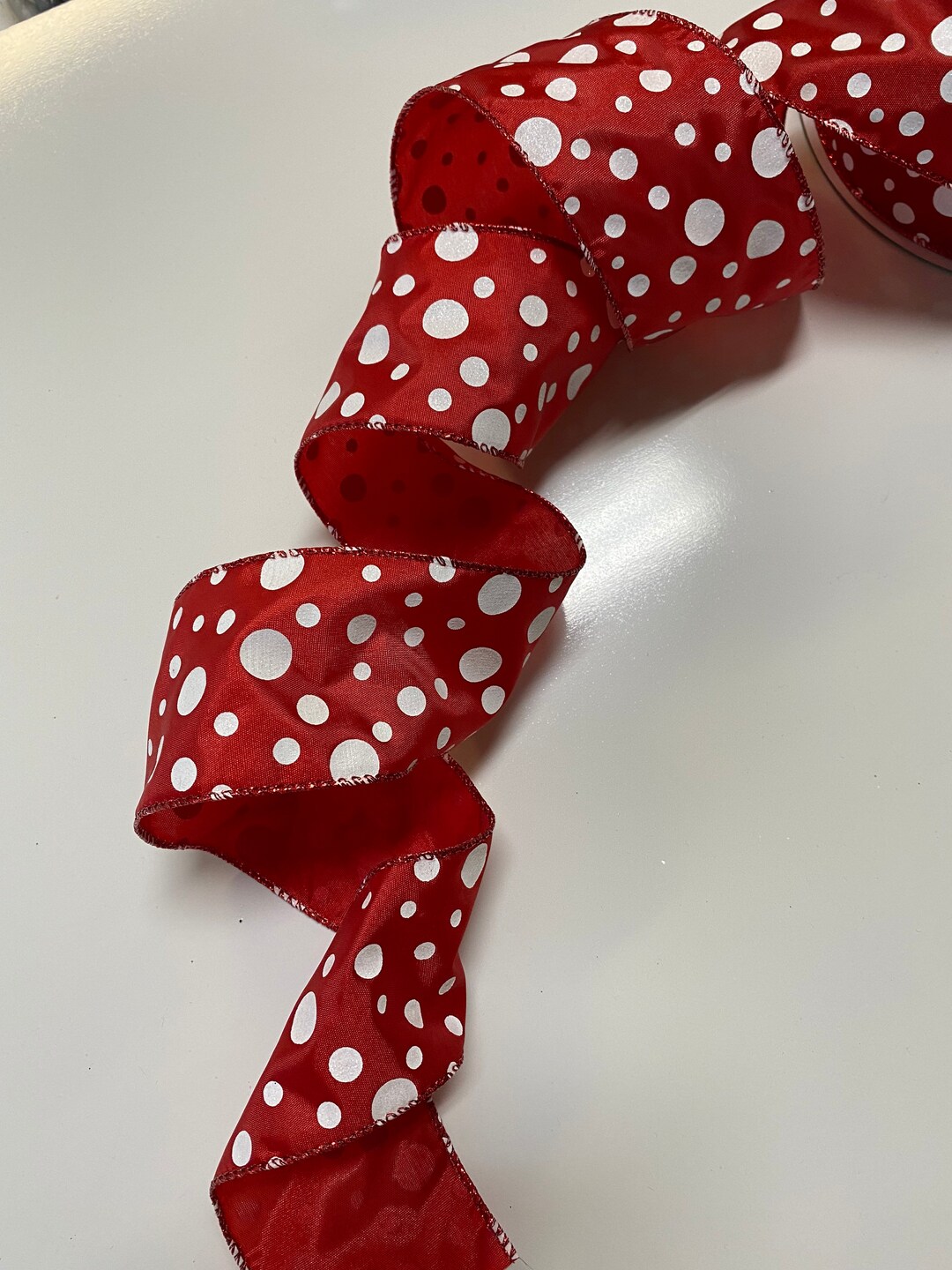 Red and White Polka Dot Ribbon, Polka Dot Ribbon, Christmas Ribbon ...