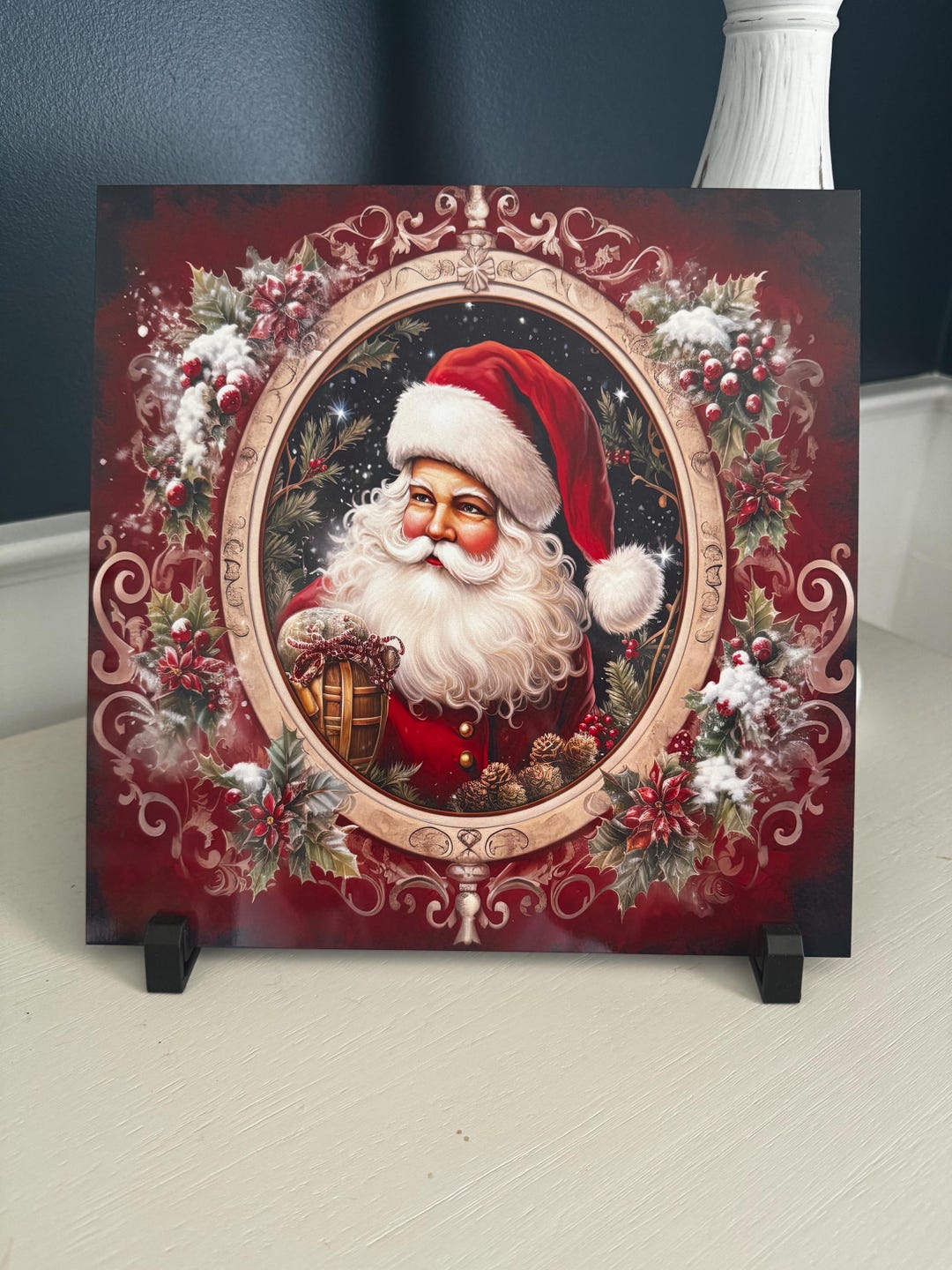 Vintage Santa Clause Metal Sign, Santa Clause Sign, Rustic Santa Clause ...