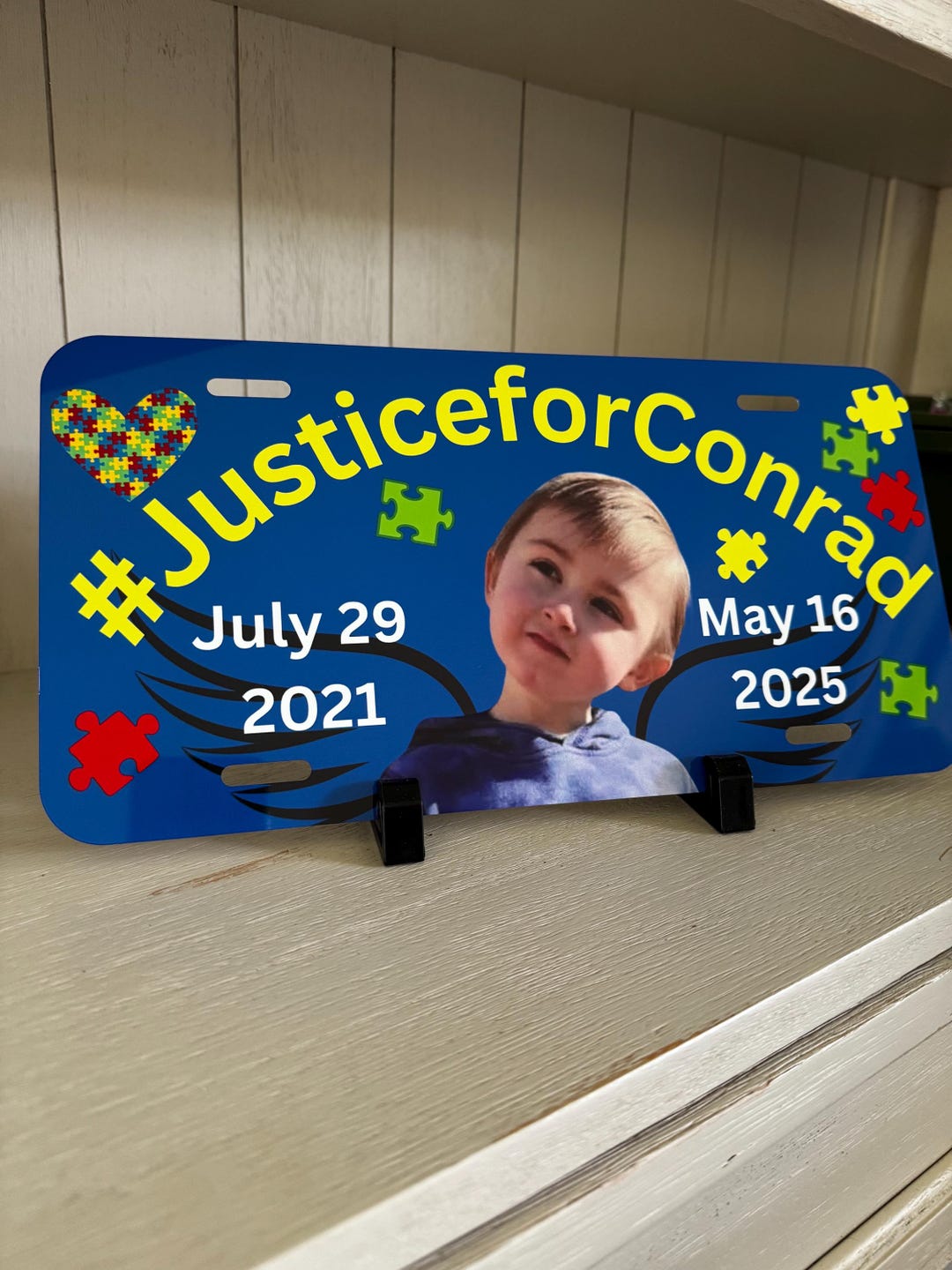 Personalized Justice for Conrad Memorial License Plate | Autism ...