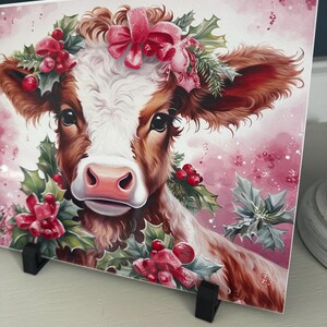 Christmas Highland Cow, Pink Christmas, Wreath Attatchment, Cow Decor ...