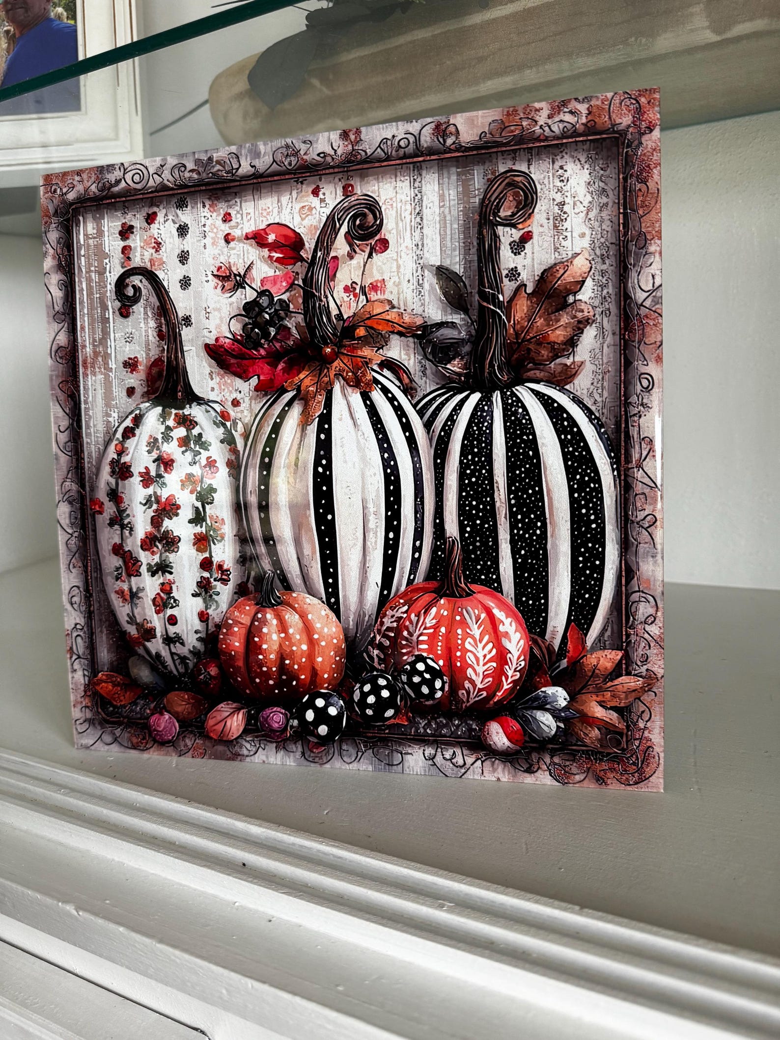 Fall Pumpkin Metal Sign – 10x10 Black & White Pumpkin Wall Art – Autumn ...