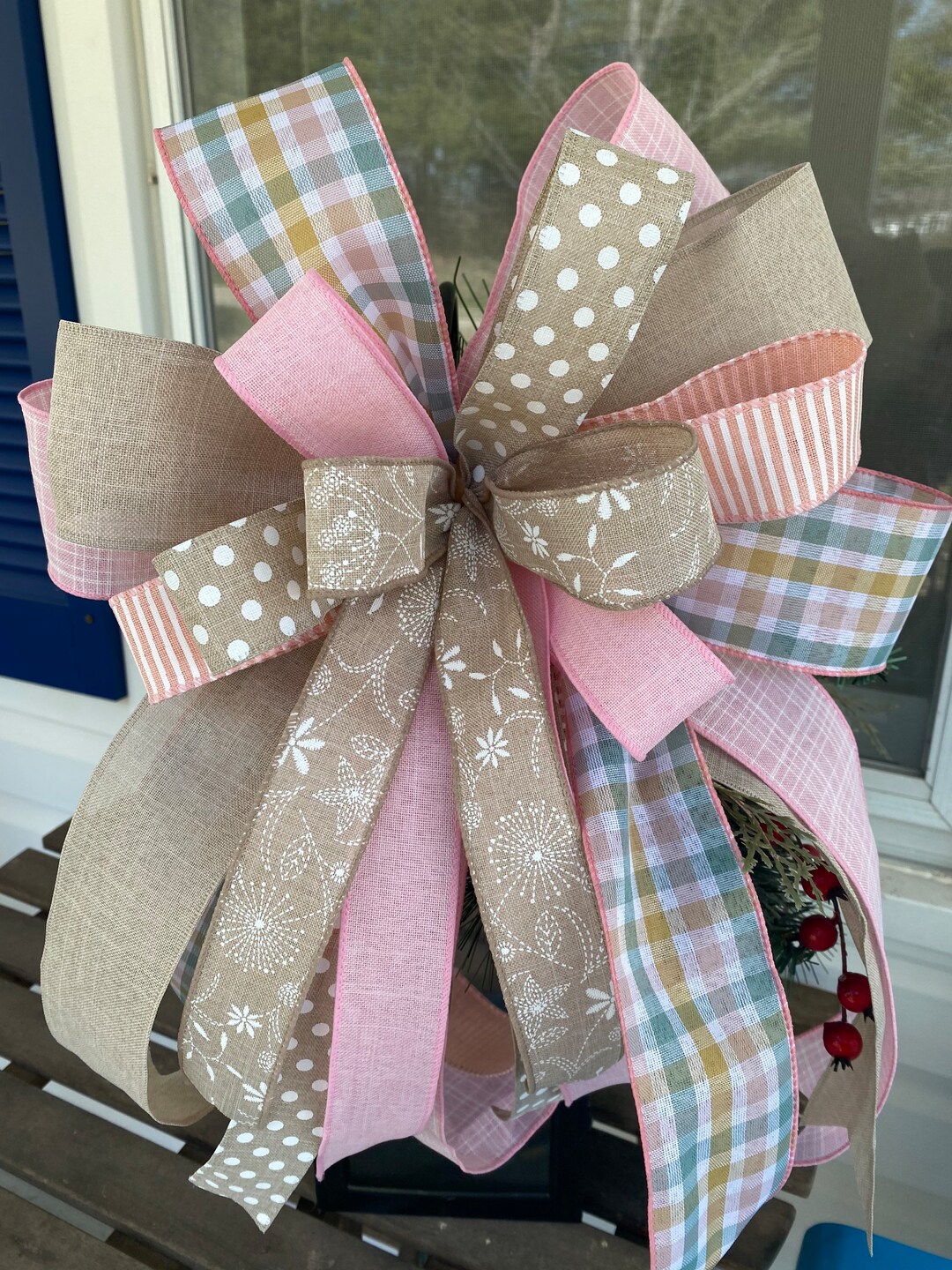 Spring Bow-everyday Bow-pink Bow-bow for Wreaths-all Year Round Bow ...