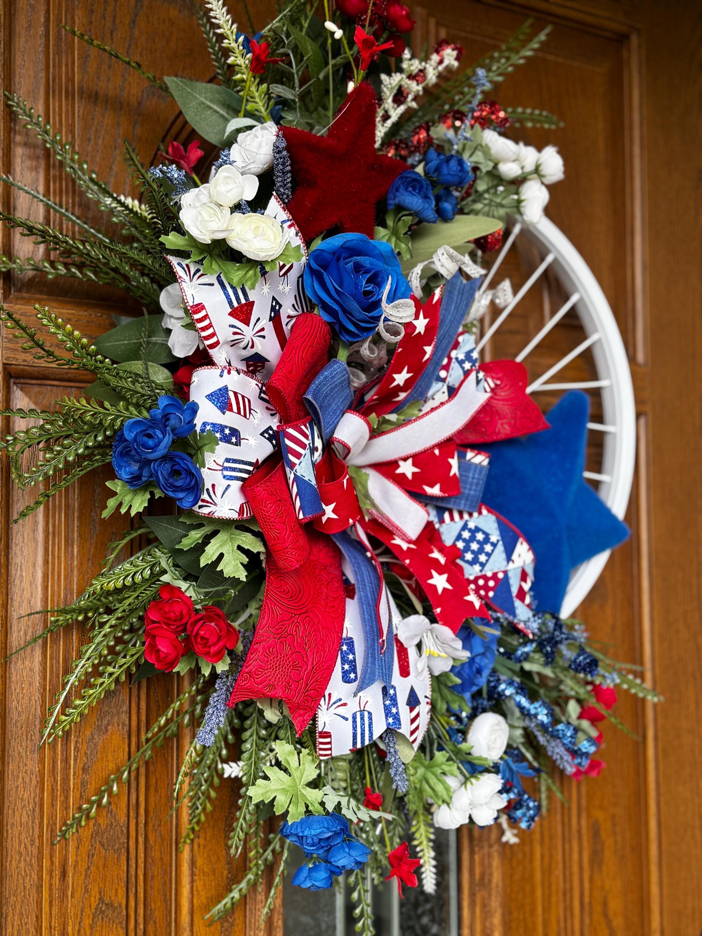 Unique Bike Rim Wreath | Handmade Door Decor | Farmhouse Style Wreath ...
