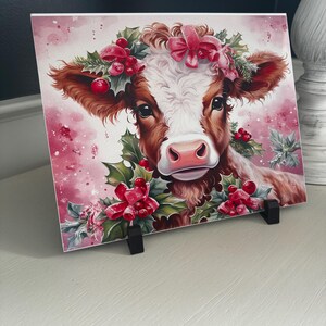 Christmas Highland Cow, Pink Christmas, Wreath Attatchment, Cow Decor ...