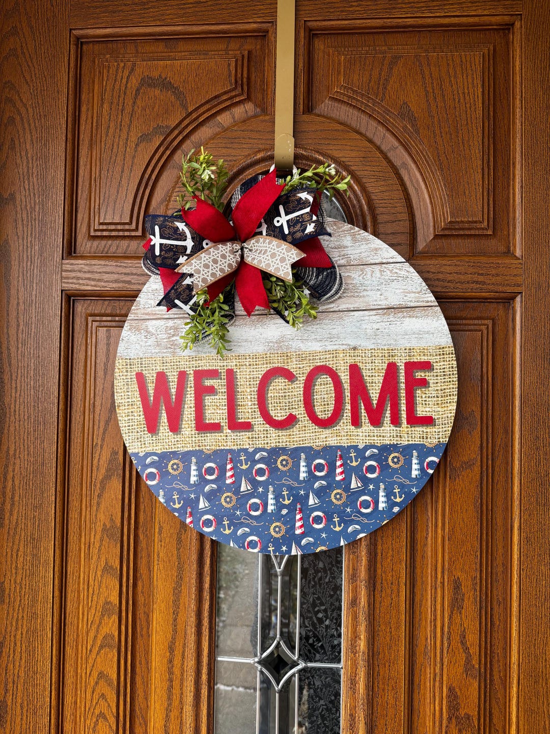 Nautical Door Hanger, Nautical Door Decor, Welcome Door Hanger, Beach ...