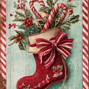 Vintage Christmas Stocking Metal Sign, 8x10 Rustic Holiday Wall Art ...