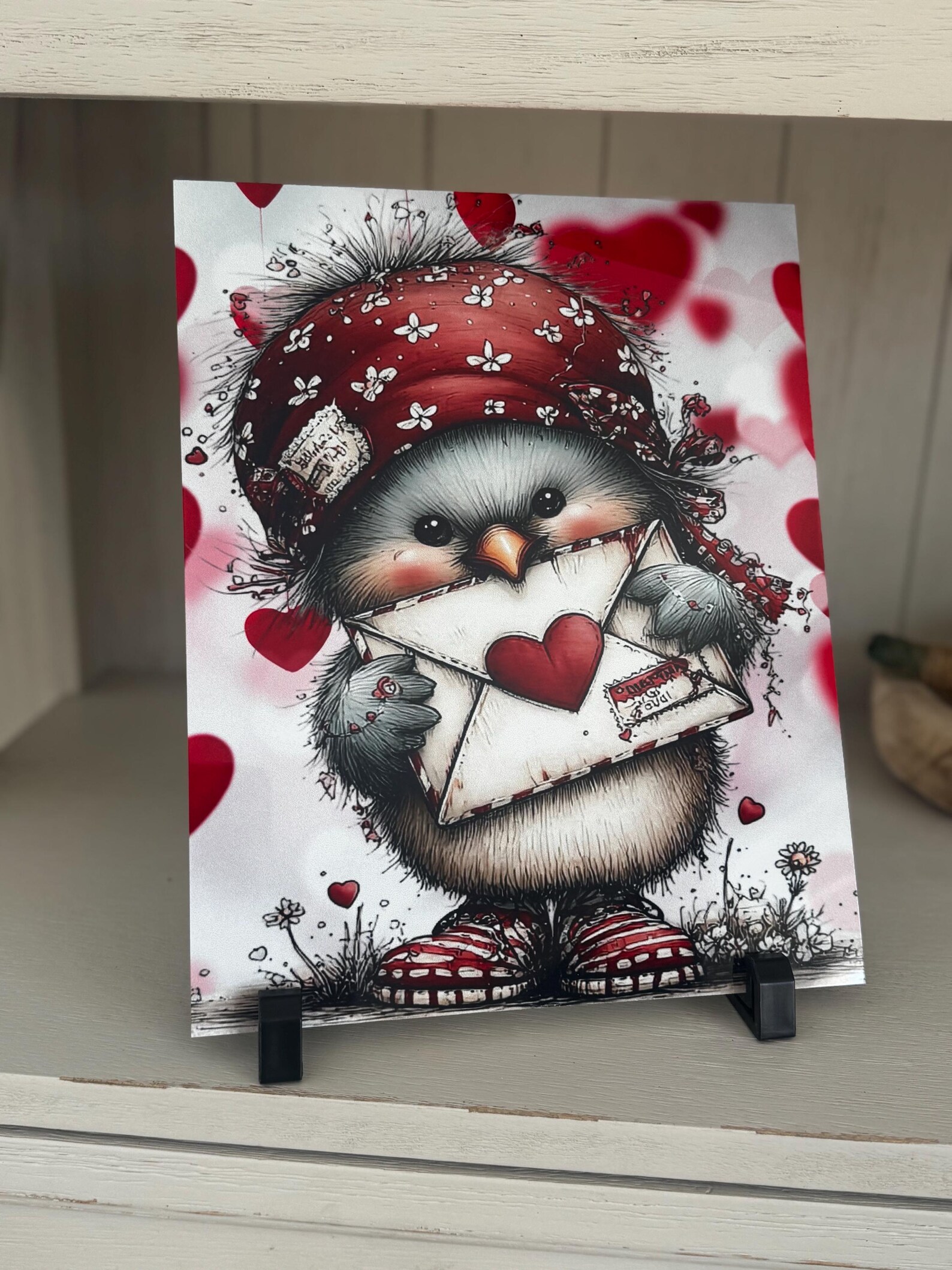 Cute Bird Holding Love Letter Metal Sign 8x10, Valentine Decor ...