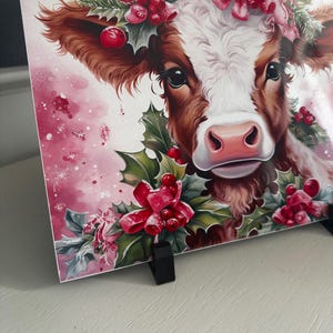 Christmas Highland Cow, Pink Christmas, Wreath Attatchment, Cow Decor ...