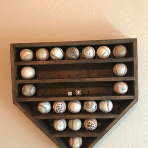 Large Baseball Display Shelf, Holds 20 Baseballs and 16 Championship ...