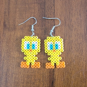 Tweety Bird Earings Mini Perler Beads - Etsy